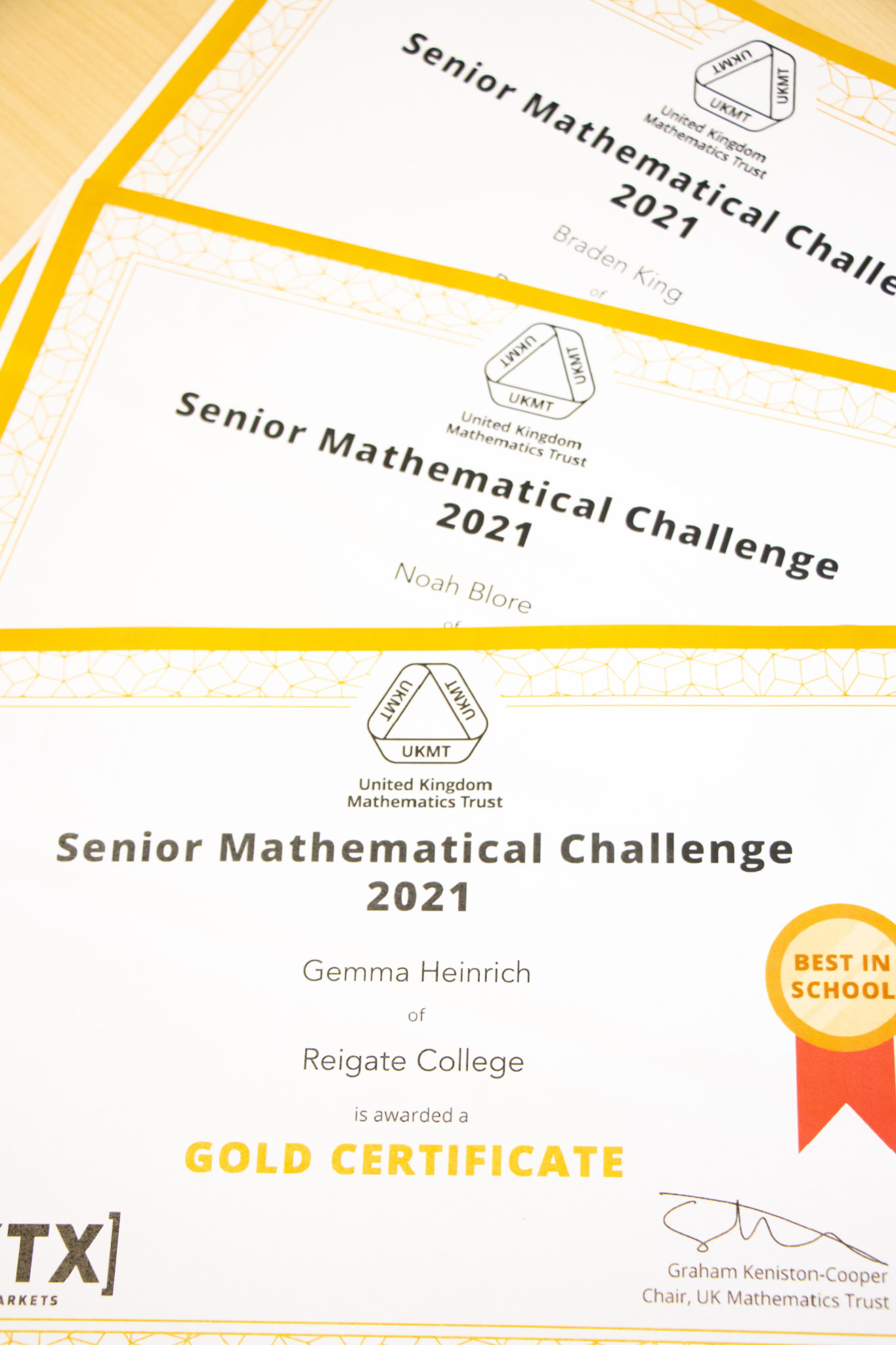 Maths Challenge Successes - Reigate College
